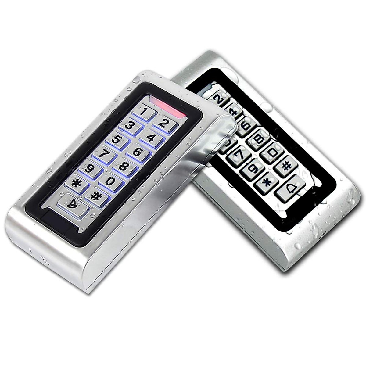 Door Access Control System Stand-Alone Password Keypad + 5PCS Proximity Keychains, Support 2000 Users Card Reader, Weatherproof, Backlight, Zinc Alloy Metal Case, for Garage Door, Gate Opener