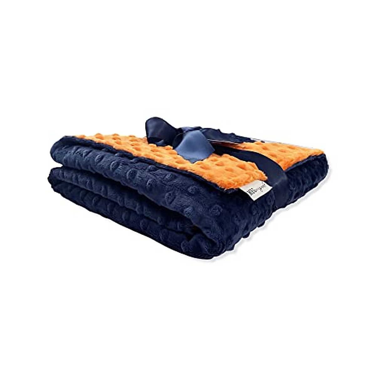 MEG ORIGINAL Minky Dot Baby Boy Blanket, Navy Blue & Orange