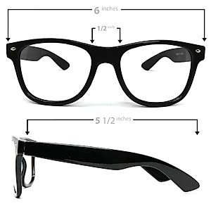 Skeleteen Retro Nerd Costume Glasses - Oversized Black Hipster Eyeglasses With Clear Lenses - 1 Pair