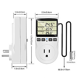 KEBIDU Digital Temperature Controller Reptile Thermostat Controlled Cooling Heating Pet Mat Pad Outlet Plug Timer for Reptiles Aquarium Homebrew Greenhouse Fermentation ℉/℃ 15A 1800W