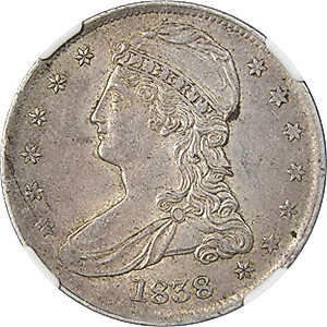 1838 Capped Bust Half Dollar AU 58 NGC 90% Silver 50c SKU:IPC52