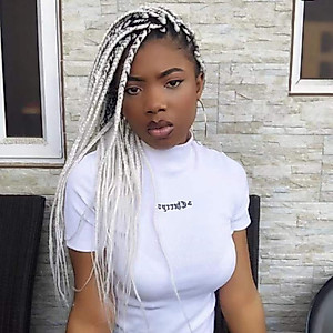 Leticia White Braiding Hair Pre stretched Kanekalon prestretched Braiding Hair Ez Braid Hypoallergenic Synthetic Box Braiding Hair Extensions 26 Inch