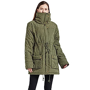 MEWOW Women's Winter Mid Length Thick Warm Faux Lamb Wool Lined Jacket Coat (M, ArmyGreen)