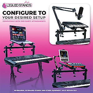 Liquid Stands 2 Tier Keyboard Stand Attachment - Adjustable Electric Digital Piano Stand for 54 - 88 Key Music Keyboards & Synths - Double Stand Extender for Square Tube Z Style Stands