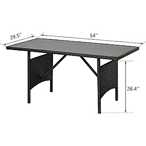 U-MAX Wicker Outdoor Dining Table, 54” Metal Frame Table for Patio Furniture Set or Indoor (Black)