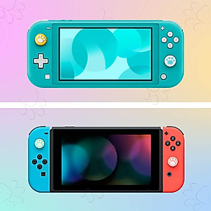 Skylety 36 Pcs Replacement Cute Cat Paw Flower Fruit Design Thumb Grip Soft Silicone Analog Stick Cover Compatible with at Dark Luminous Joystick Compatible with Switch, Switch Lite Joy-Con