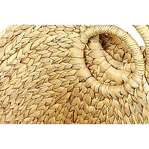 CosmoLiving by Cosmopolitan Seagrass Handmade Two Toned Storage Basket with Handles, Set of 4 17", 15", 13", 12"W, Brown