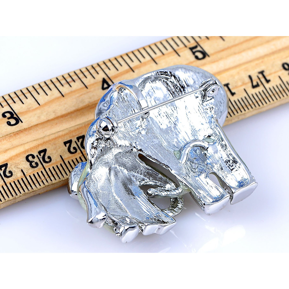 Alilang Crystal Sapphire Eyed Pearlescent Paint Elephants Pin Brooch