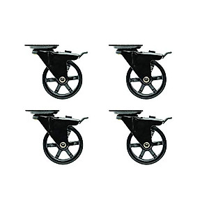 Headbourne 8276E 3 inch Polyurethane Mag, 4 Pack Designer Caster, 3-Inch, Gloss Black, 4 Count