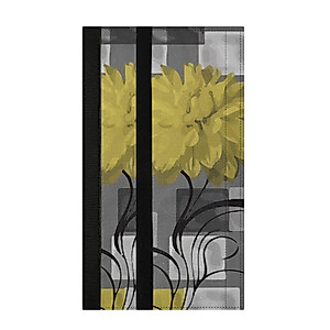 Augenstern Refrigerator Door Handle Covers Geometric-Flowers-Yellow-Grey Kitchen Appliance Decor Handles
