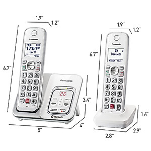 Panasonic Cordless Phone with Answering Machine, Link2Cell Bluetooth, Voice Assistant and Advanced Call Blocking, Expandable System with 4 Handsets - KX-TGD864W (White)