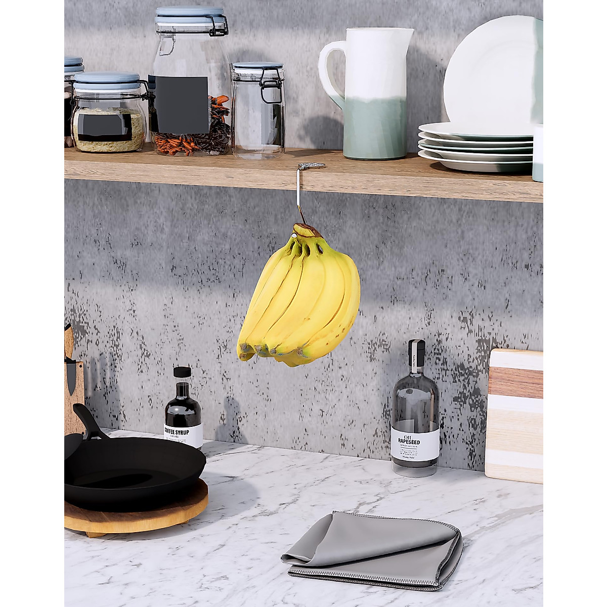 Metal Banana Hook, Balance Hook, Banana Holder for Hanging Backpack, Keys or Fashion Wallet Hook - Great for Kitchen Dorm Bedroom and Tabletop, Easy to Hang and Store