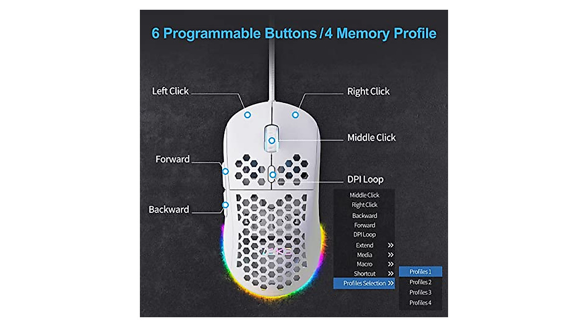 TMKB Falcon M1SE Ultralight Gaming Mouse – 12800DPI & RGB