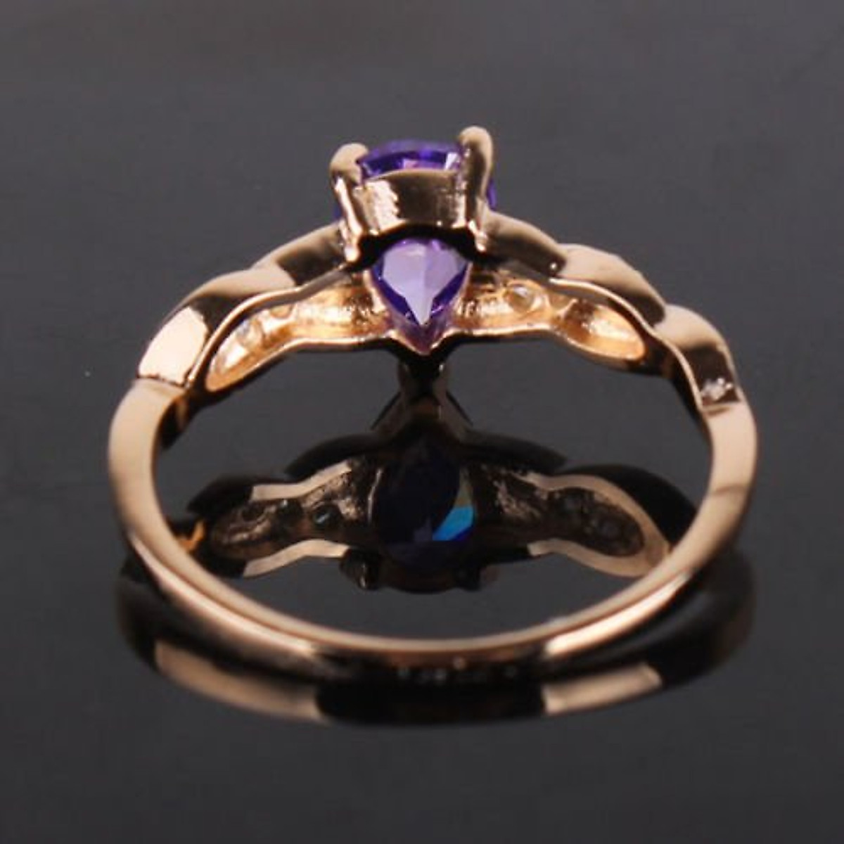 Promsup Sz5-9/J-R Amethyst Purple Gemstone Pear Cut Yellow Gold Filled Women Lady Rings (7)