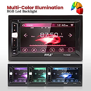 Pyle Double Din DVD Car Stereo Player Bluetooth in-Dash Car Stereo Touch Screen Receiver w/USB/SD, MP3, CD Player, AM FM Radio, Steering Wheel Feature, Hands-Free Call, Camera/Speaker Input - Pyle