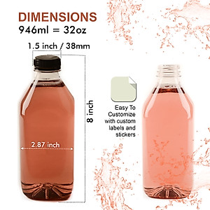 EcoQuality [77 PACK] Empty Clear Plastic Juice Bottles with Tamper Evident Caps 32 OZ Quart Bottles - Smoothie Bottles - Ideal for Juices, Milk, Smoothies, Juice Containers and even Meal Prep