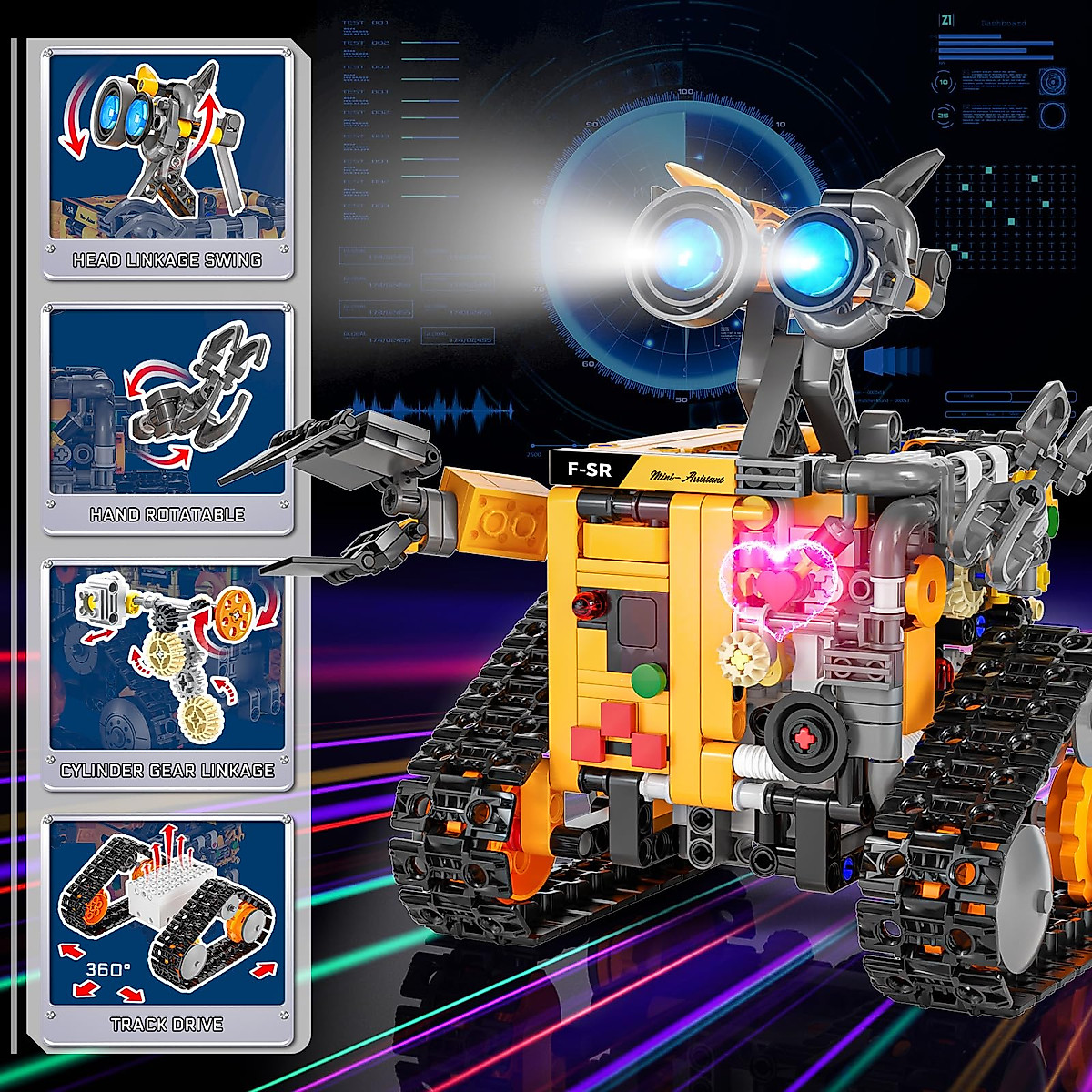 Demkia Robot Toys Building Set for Kids and Adults, Rechargeable 4-in-1 Remote & APP Controlled RC Wall Robotics Kit STEM Toys, Christmas Birthday Gifts for Boys Ages 6 7 8-12 (588 Pcs)