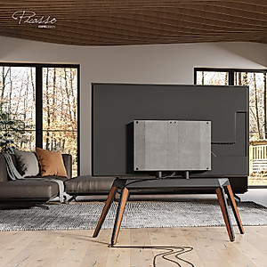 FITUEYES Design Modern TV Stand for 65 70 75 88 inch TV, Floor TV Stand with Cable Management, Easel TV Stand for LCD/LED Flat Curved Screens Wood Iron TV Furniture, Picasso Series