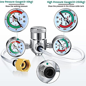 Whipped Cream Pressure Regulator Valve with Hose Line and Adapter for Whipped Cream Chargers 0.95 Liter 580g Tank