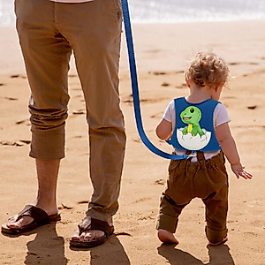 Accmor Toddler Leash Harness, Cute Dinosaur Child Harness Baby Leashes + Anti-Lost Wrist Link, Kids Harness Walking Assistant Strap Belt Tether for 1-4 Years Boys Girls to Travel & Outdoor (Dark Blue)