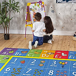 KC Cubs ABC Alphabet, Numbers & Shapes Educational Learning & Fun Game Play Area Rug for Kids Bedroom, Toddler Classroom and Baby Playroom