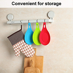 8 Pieces Kitchen Silicone Spoon Rest Spoon Holder Flexible Silicone Kitchen Utensil Spoon Rest Heat Resistant Spoon Holder, Assorted Colors