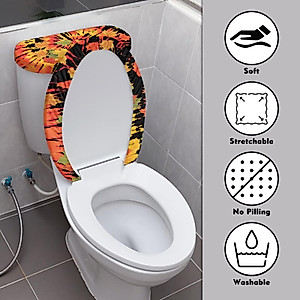 ZWPINITUP Fall Tie Dye Standard Toilet Seat Lid Cover, Comfy and Soft Wahable Toilet Lid Dust Cover Fits Polyester Tank Lid Cover for Bathroom