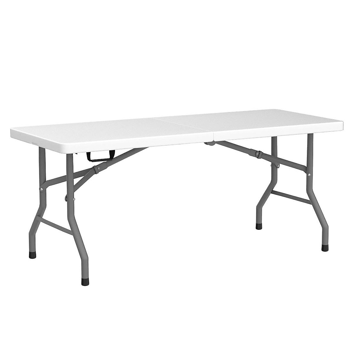 FDW Folding Tables, Plastic 6ft Folding Table,Half Portable Foldable Table for Parties, Backyard Events,White