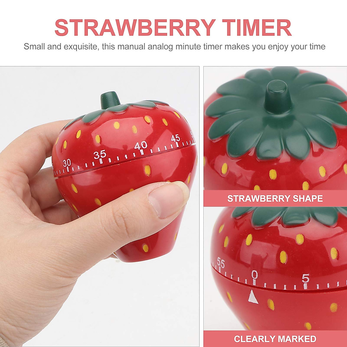 Cabilock Rotating Alarm Timer Cooking Timer Mechanical 1pc Strawberry Timer Boiled Eggs Clock Plastic Outside to Rotate Digital Clocks Egg Decorating