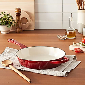 Crock Pot Artisan 10 Inch Enameled Cast Iron Round Skillet, Scarlet Red
