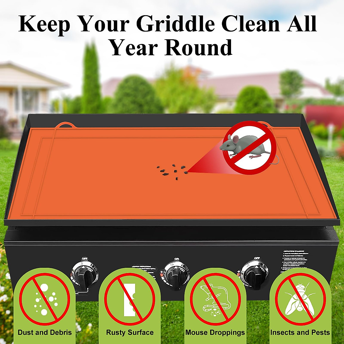 HONSREO 36" Griddle Silicone Mat for Blackstone 36/30/28 Inch, Food Grade Grill Protective Mat Overall Product Dimensions Grill Protector Cover Cuttable and Customizable