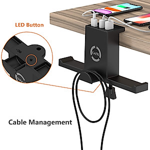 KAFRI RGB Headphone Stand Hanger with USB C Charger, Under Desk Dual Headset Holder Earphone Hook Mount Rack with 3 USB Charging Ports, PC Gaming Desk Accessories