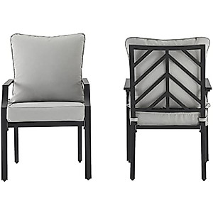 Crosley Furniture Otto 2-Piece Outdoor Chair Set, Dining Patio Chairs for Deck, Backyard, Matte Black with Gray Cushions