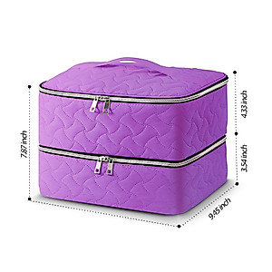 Nail Polish Organizer Case Holds 42 Bottles (15ml/0.5 fl.oz), Double-Layer Nail polish storage with Adjustable Dividers, Portable Nail Polish Bag for Nail Gel Nail Lamp and Manicure Tools, Purple