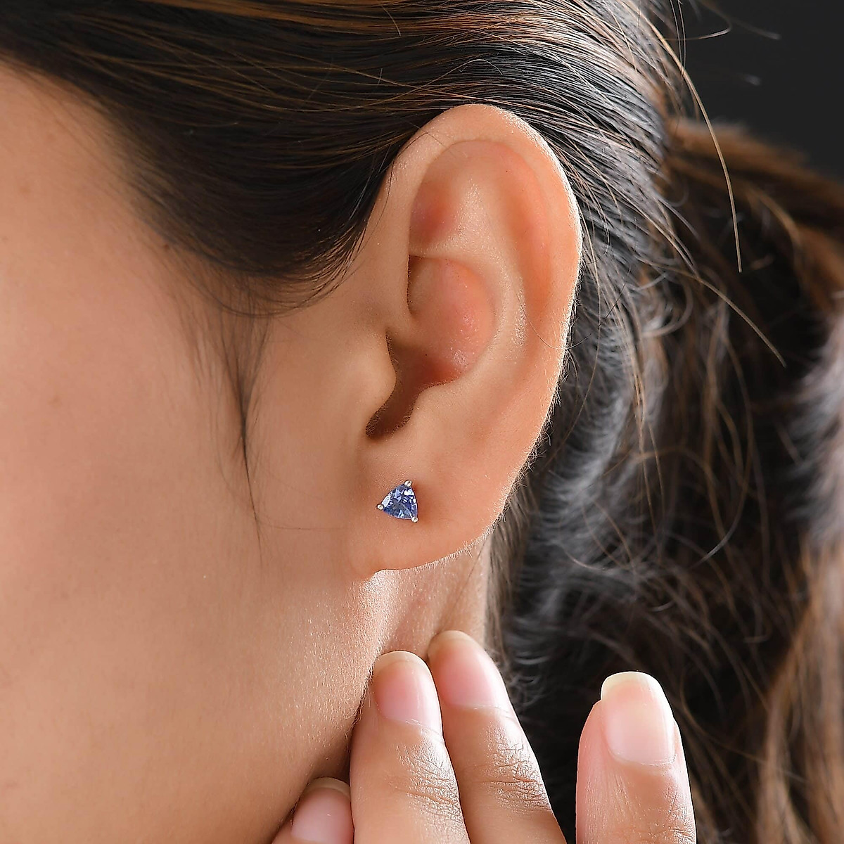 Trillion Blue Tanzanite Gemstone Jewelry Solitaire Stud December Birthstone Earrings 925 Sterling Silver Platinum Plated Birthday Gifts for Women Cttw 1.1