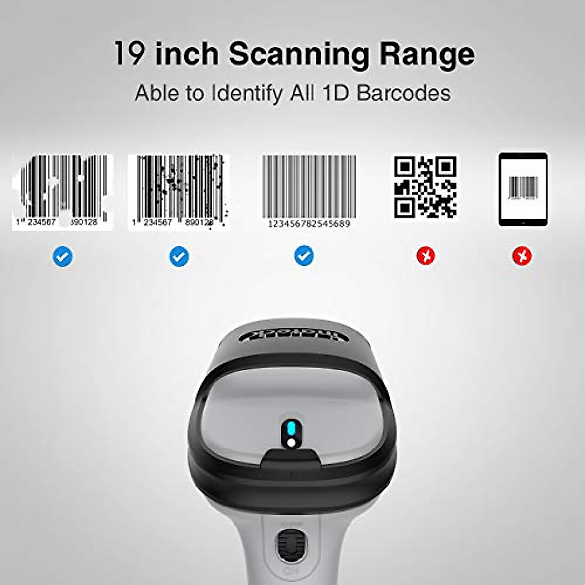 Inateck Bluetooth Barcode Scanner, Working Time Approx. 15 Days, 35m Range, Automatic Fast and Precise scanning, BCST-70