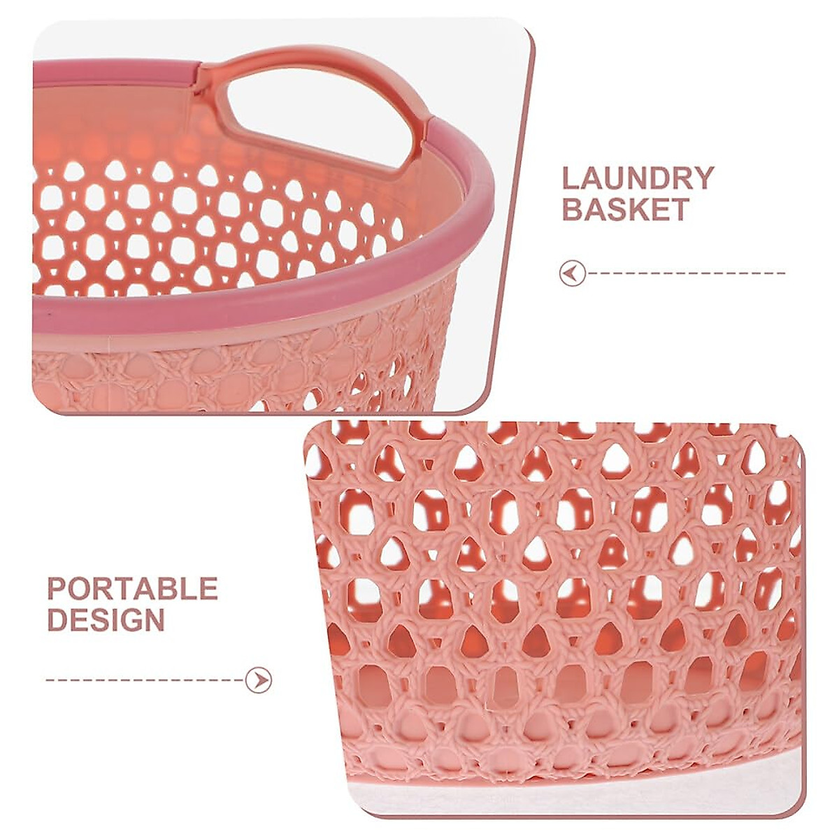 HOLIDYOYO Flexible Laundry Basket, Laundry Hamper Plastic Laundry Basket with Handle Hollow Dirty Clothes Storage Basket Portable Round Bin for Bathroom Dorm Pink