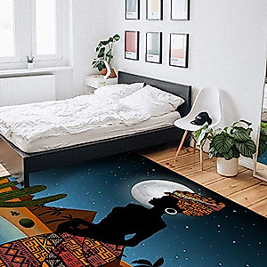 ARTSHOWING Ultra Soft Area Rugs African American Woman Afro Lady Cactus Desert Night Indoor Living Room Decor Carpets for Children Bedroom Home Nursery, 2'x3'