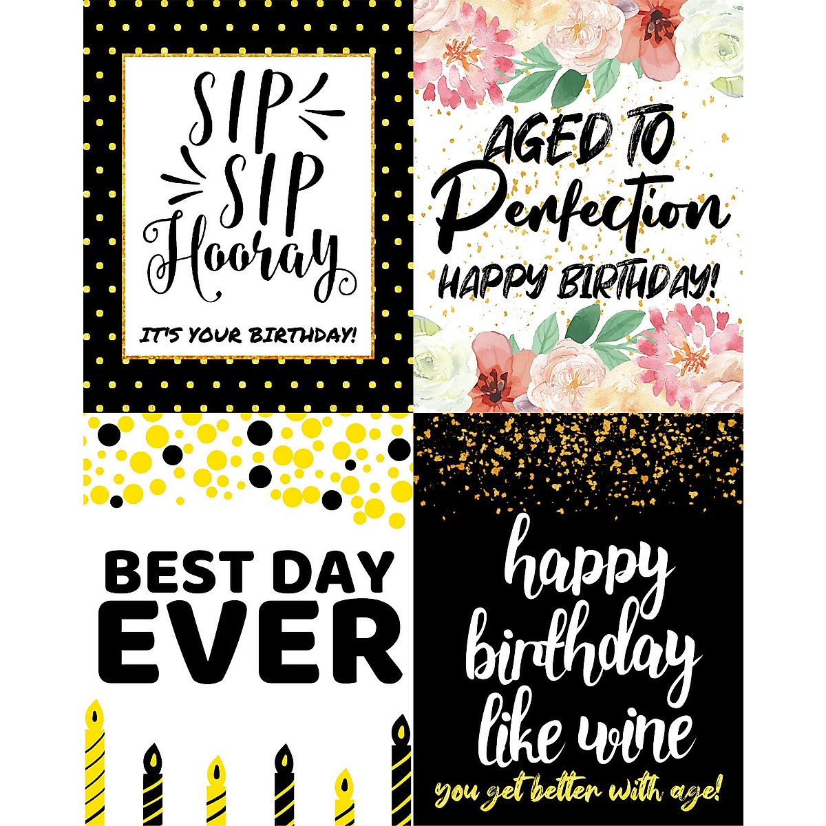 8 Birthday Wine Bottle Labels Stickers Present, Bday Gifts For Her Women Him Men, Any Age Years Birthday Party Decoration Centerpiece Supplies For Wife, Mom, Husband, Dad, Friend (WINE NOT INCLUDED)
