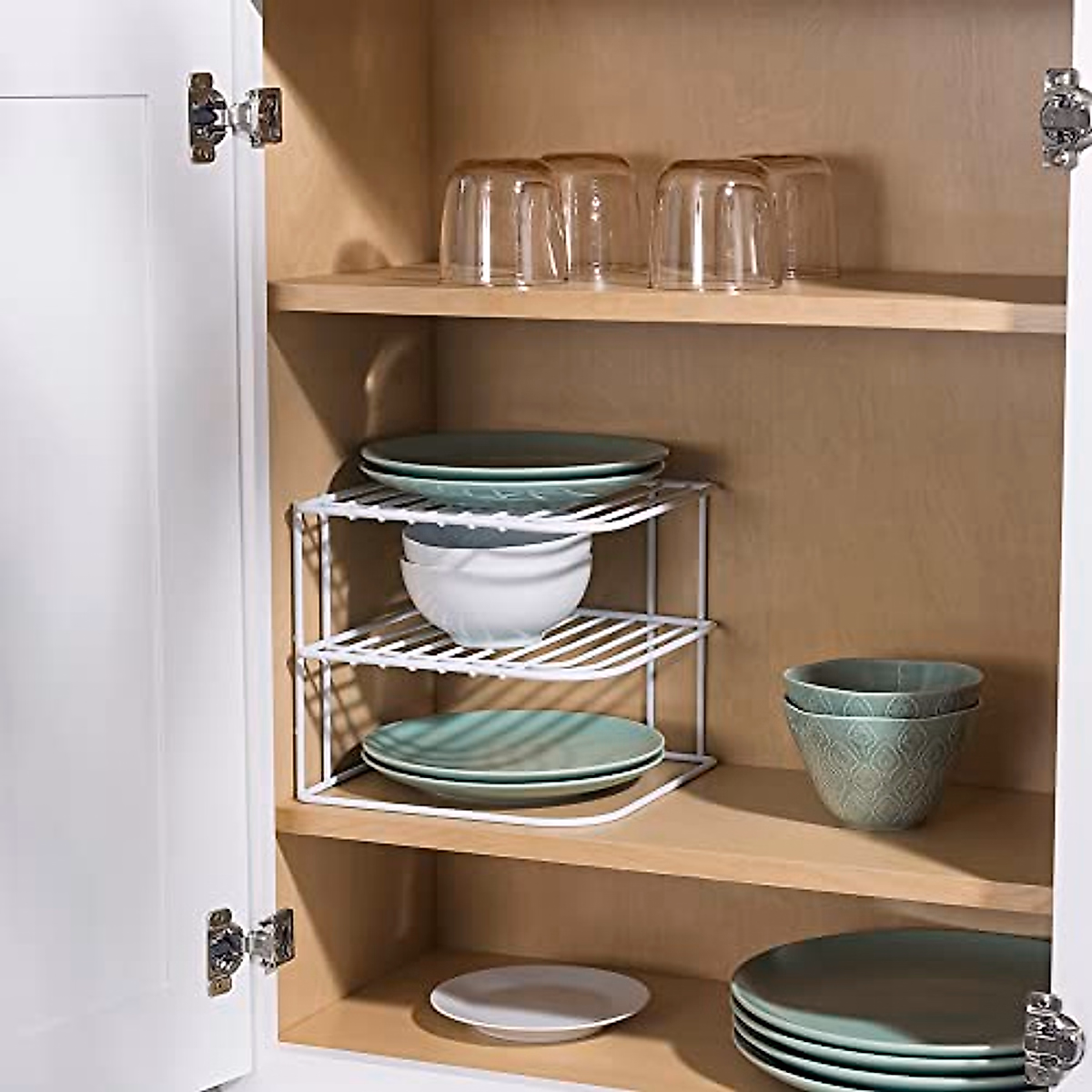 Home Basics 3-Tier Kitchen Corner Counter Shelf and Cabinet Organizer Heavy Duty Wire Shelf in White