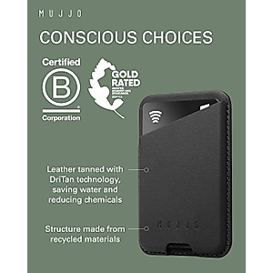 Mujjo Full Leather Magnetic Wallet for iPhone - Three-Card Easy-Access Design - Made from Luxurious Leather & Microfiber - Slim, Secure Design - Black