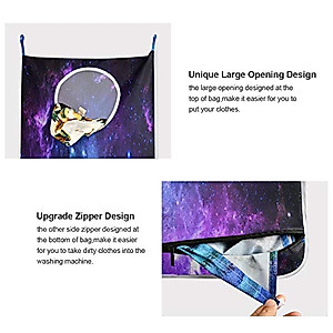 Galaxy Space Hanging Laundry Basket Hamper Bag 1 Pack Star Blue Planet Dirty Clothes Storage Bin Universe Washing Baskets Nebula Kids Toy Book Clothing Holder for Door Wall Home Bathroom Bedroom