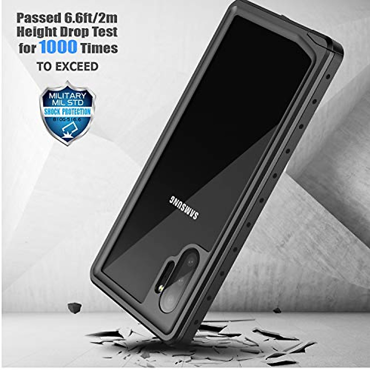 SPIDERCASE for Samsung Galaxy Note 10+ Plus Waterproof Case, Built-in Screen Protector Fingerprint Unlock with Film, Shockproof Full Body Cover Waterproof Case for Samsung Galaxy Note 10+ Plus 5G 2019