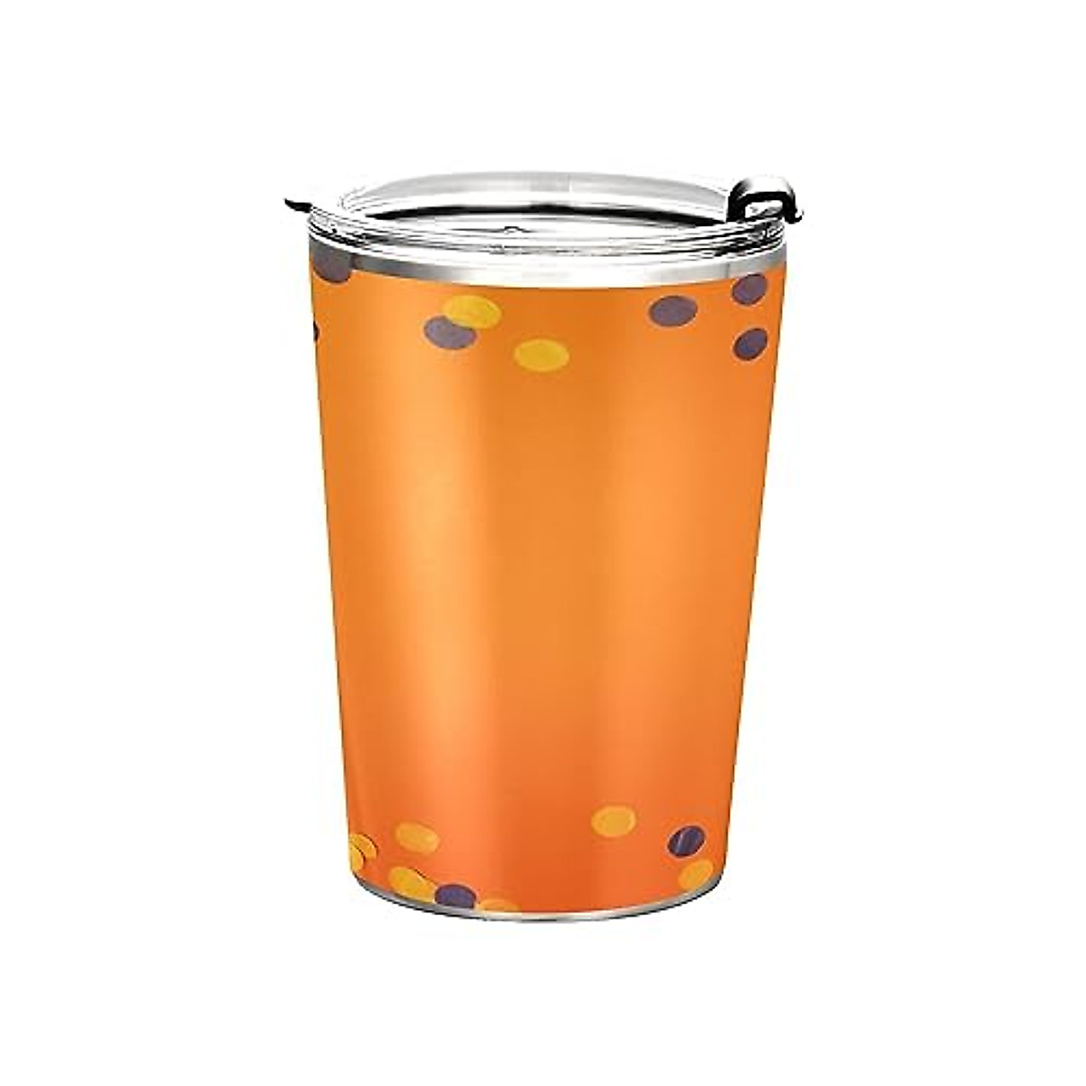 Jihqo Halloween Orange Polka Dots Tumbler with Lid and Straw, Insulated Stainless Steel Tumbler Cup, Double Walled Travel Coffee Mug Thermal Vacuum Cups for Hot & Cold Drinks 12oz
