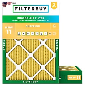 Filterbuy 20x25x4 Air Filter MERV 11 Allergen Defense (2-Pack), Pleated HVAC AC Furnace Air Filters Replacement (Actual Size: 19.50 x 24.50 x 3.63 Inches)