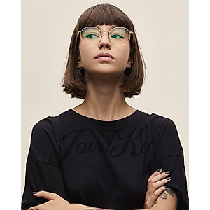 JOVAKIT Polygon Blue Light Blocking Glasses for Women Men Vintage Octagon Square Non-prescription Metal Eyeglasses (Gold 2)