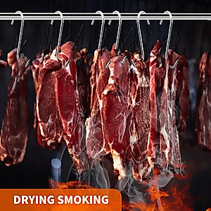 KEJJNYER 10 Pcs Meat Hanging Hooks 8 inch, Stainless Steel Meat Hooks10mm Diameter, Heavy Duty S Meat Hanging Hooks for Butchering, Smoking, Drying, Cooking, Grilling, BBQ