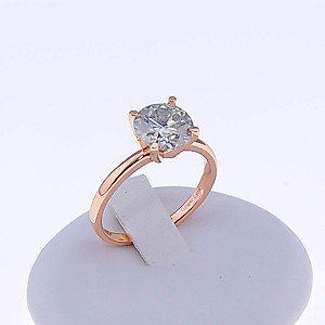 Amore 1CT 2CT 3CT DEW Solitaire Moissanite Engagement Ring by Ginger Lyne Choice of White Yellow or Rose Gold over Sterling Silver Wedding rings for women by Ginger Lyne