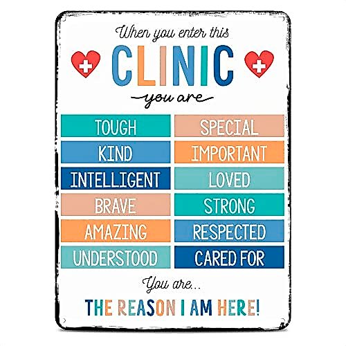Clinic Posters For Room Decoration - When You Enter Clinic Metal Signs Vintage Tin Signs Health Posters for School Nurse Office Decor - Printable Metal Wall Decor Retro Decor Pediatric Exam Room Decor
