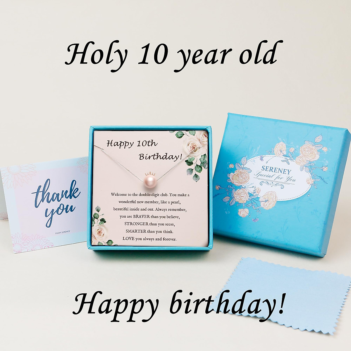 Sereney 10th Birthday Gifts for Girl Sterling Silver Pink Pearl Necklace as Gifts for 10 Year Old, Adjustable Length 10 Birthday Ideas for Teens Trendy 2025